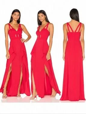 BCBGMaxAzria | Dresses | Bcbgmaxazria Juliana Cutout Ruffle Gown ...